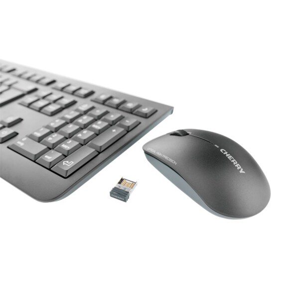 CHERRY DW 3000 Tastatur + Maus Set, kabellose & flüsterleise Tastatur ...