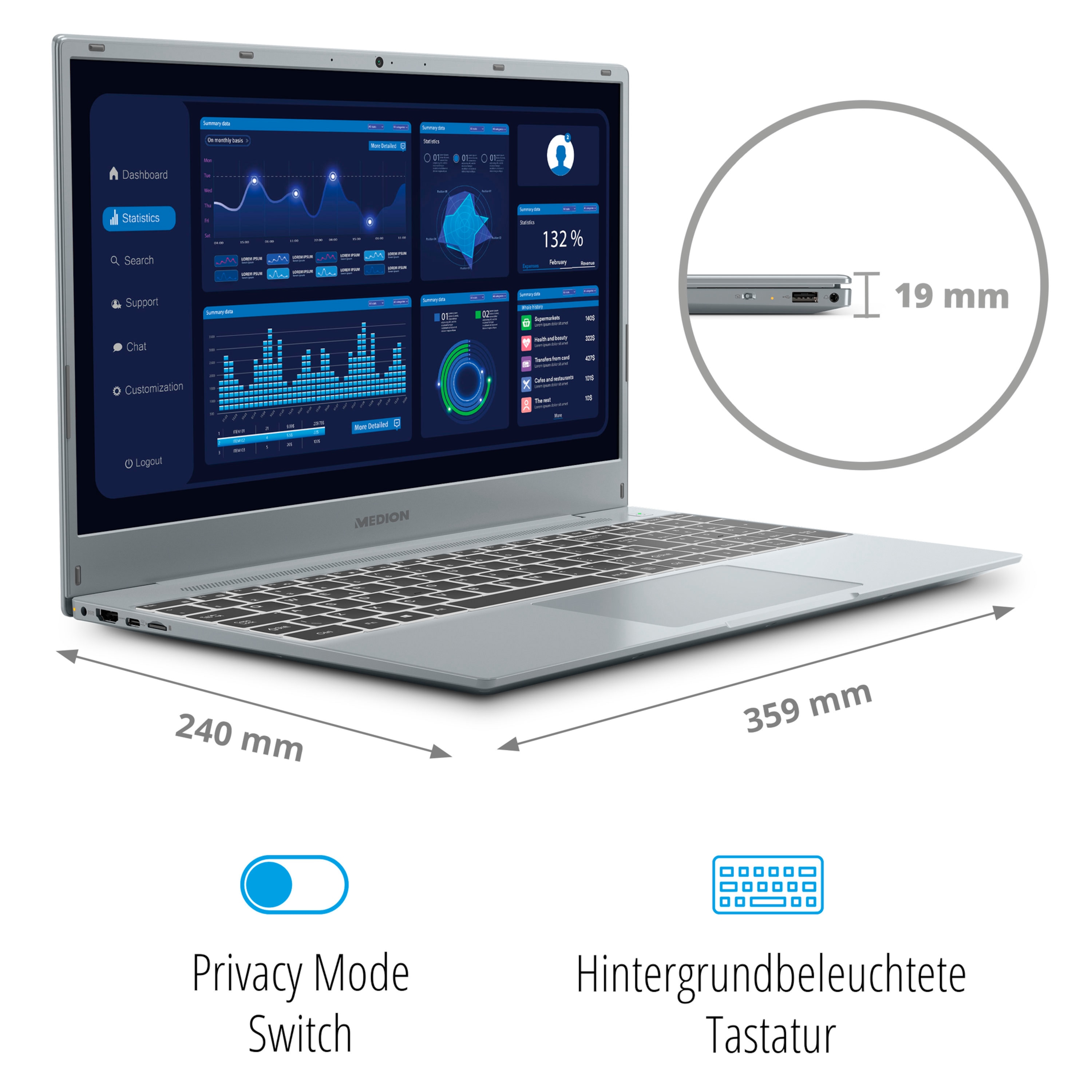 MEDION® AKOYA® E15407, Intel® Core™ i3-1005G1, Windows 11 Home, 39,6 cm ...