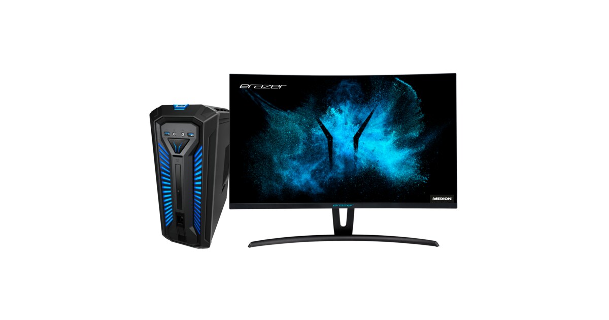 MEDION® ERAZER® Bandit E10 Core Gaming PC + ERAZER® X52773 Curved ...