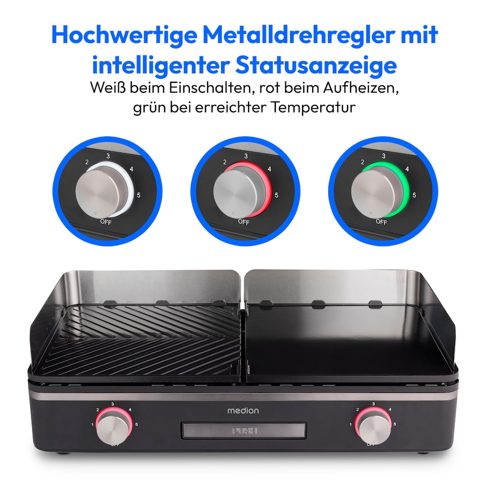 MEDION® LIFE Tischgrill mit Dual-Zonen-System (MD12027)